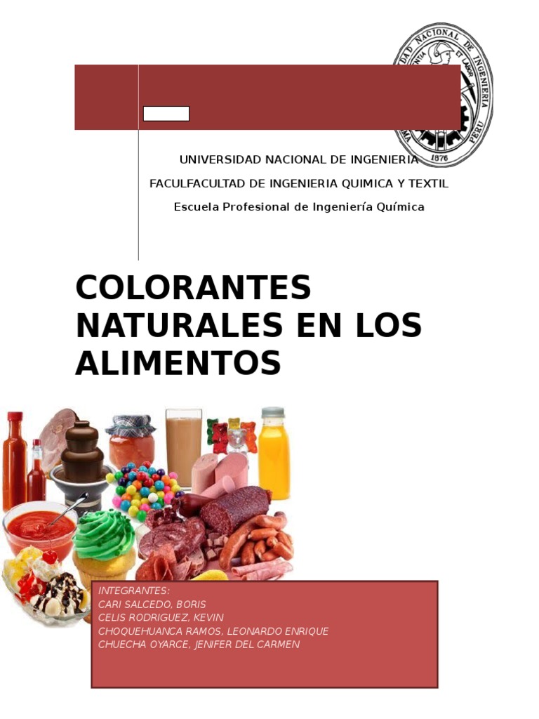 Colorantes Naturales y Artificiales | PDF | Antioxidante | Alimentos