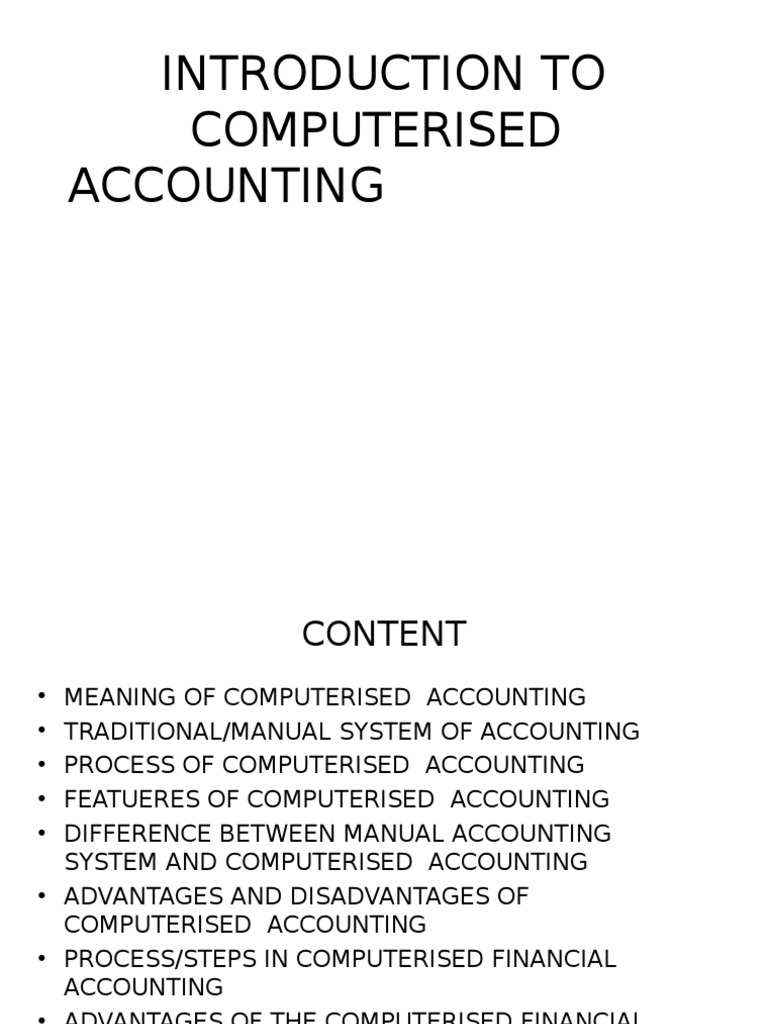 Introduction To Computerised Accounting | PDF | Accounting | Computing