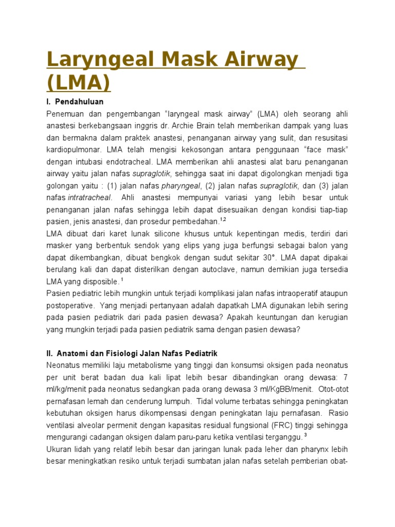 Laryngeal Mask Airway | PDF | Kajian Bahasa Asing | Kesehatan Holistik