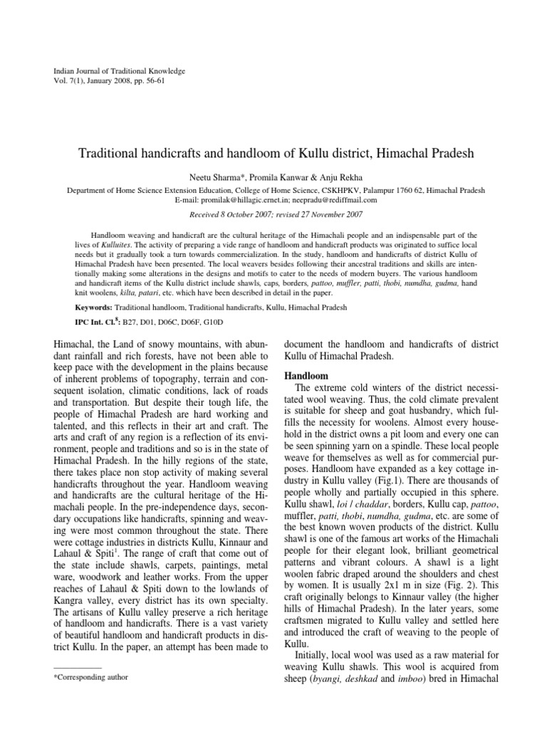 Kullu Handicrafts | PDF | Weaving | Wool