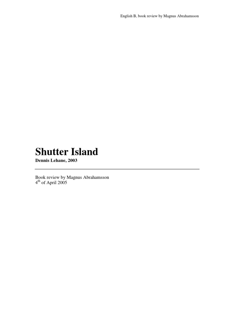 Shutter Island - Book Review | PDF
