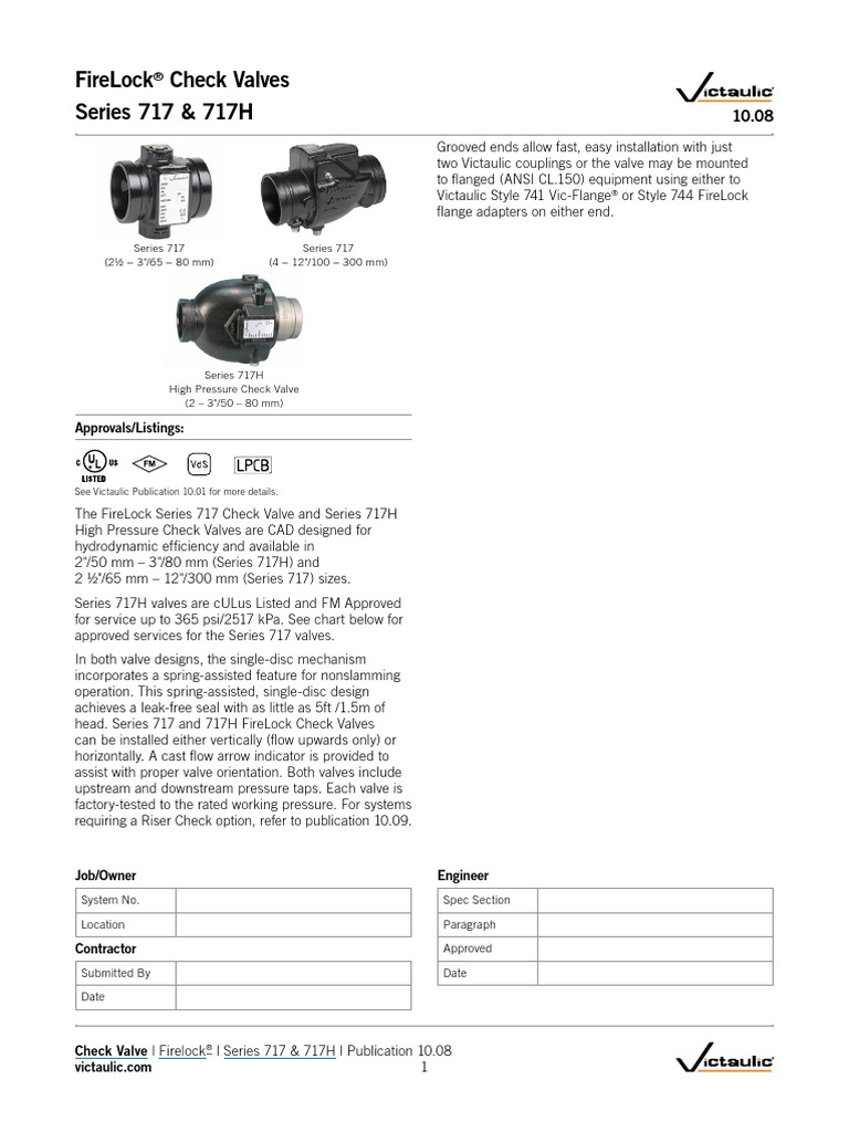 Valvula Check 717 Victaulic | PDF | Valve | Pressure