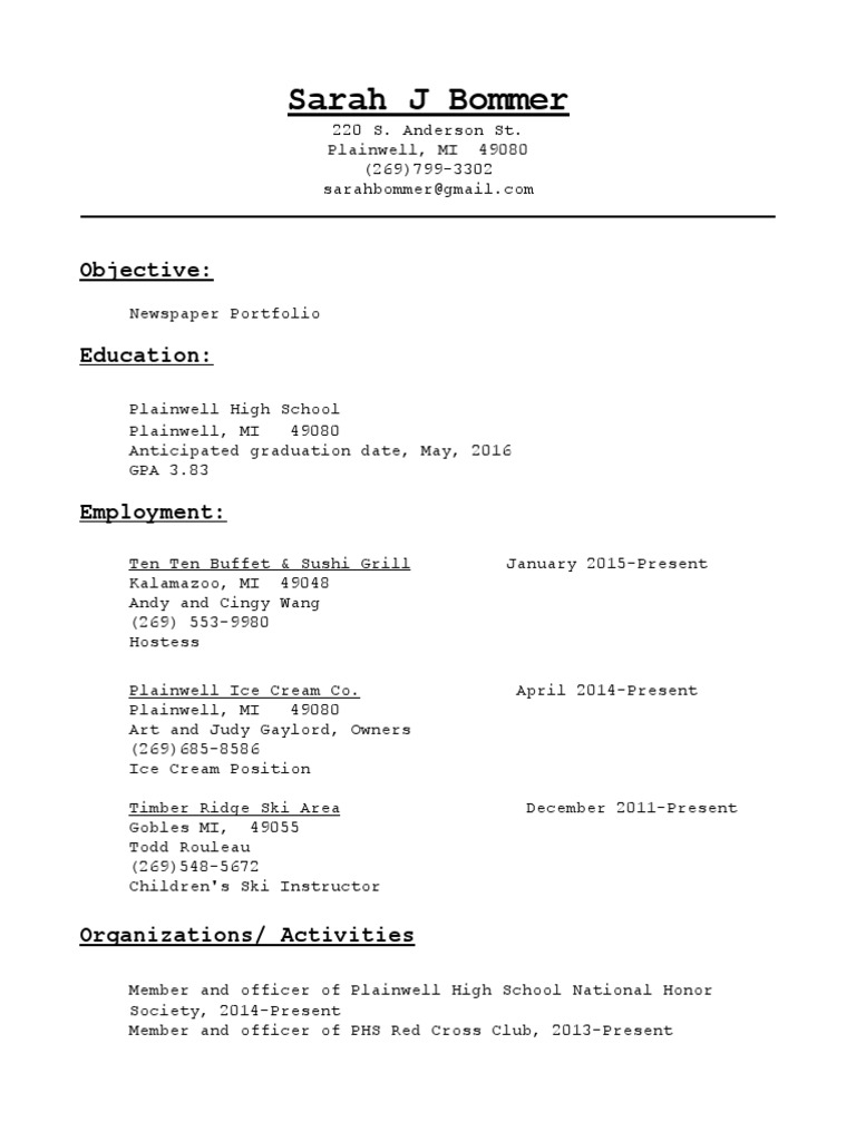Resume Sarah | PDF