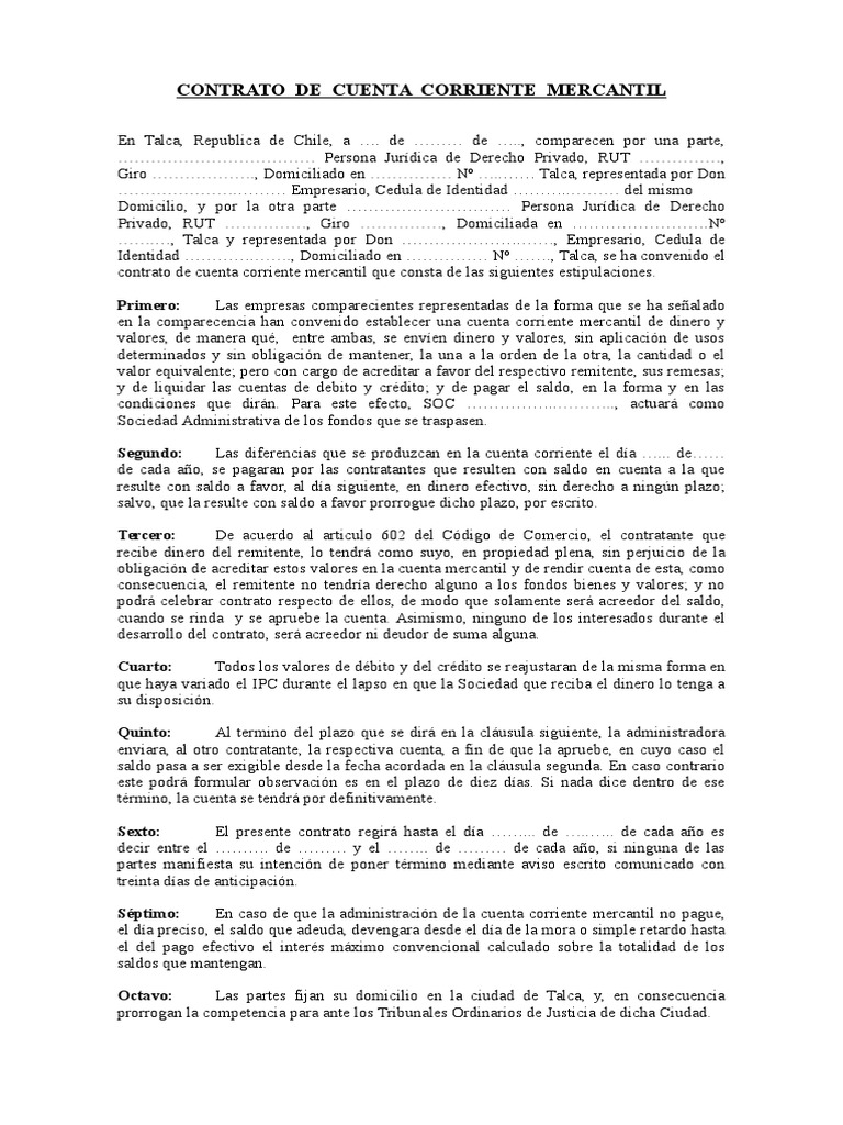 Contrato de Cuenta Corriente Mercantil | PDF | Gobierno | Justicia