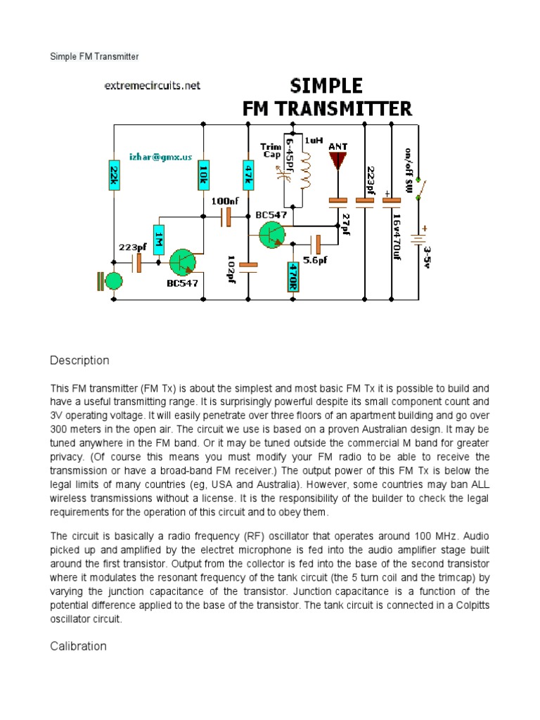 Simple Fm Transmitter Pdf Frequency Modulation Transmitter