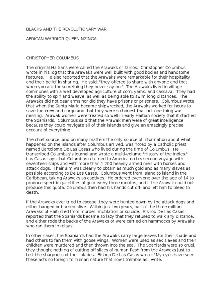 Blacks and The Revolutionary War | PDF | Christopher Columbus | Native ...