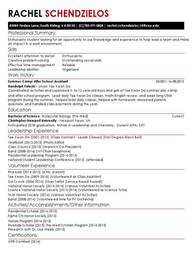 Rachel Schendzielos Final Resume | PDF