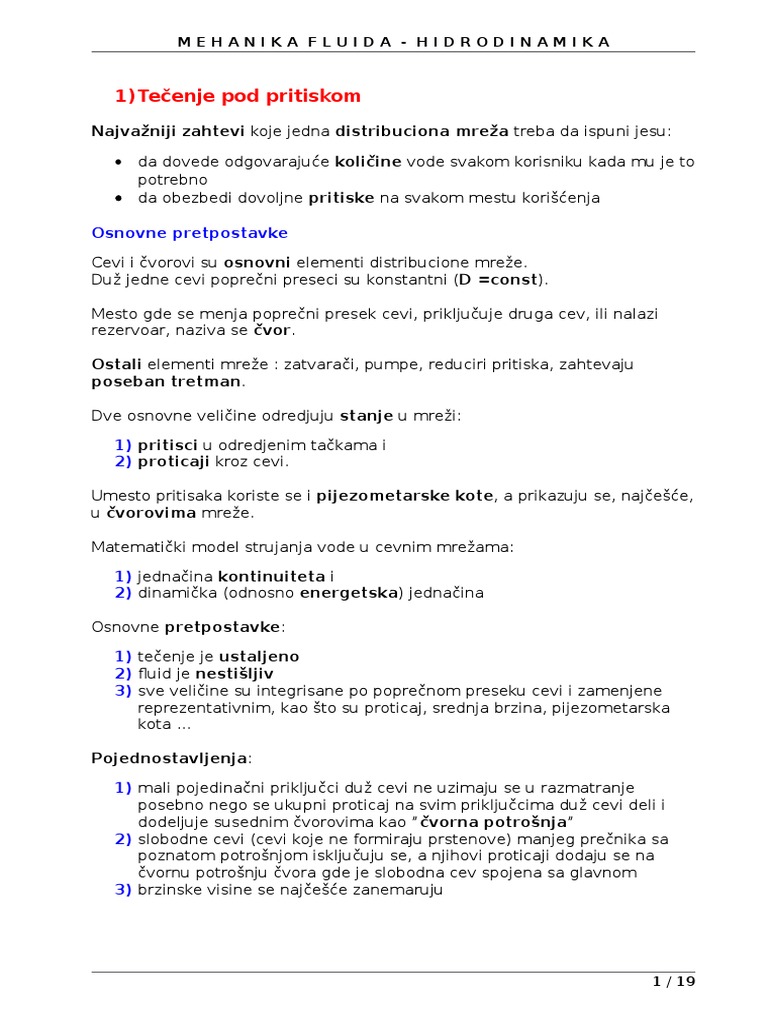 1 - Mehanika Fluida Hidrodinamika | PDF