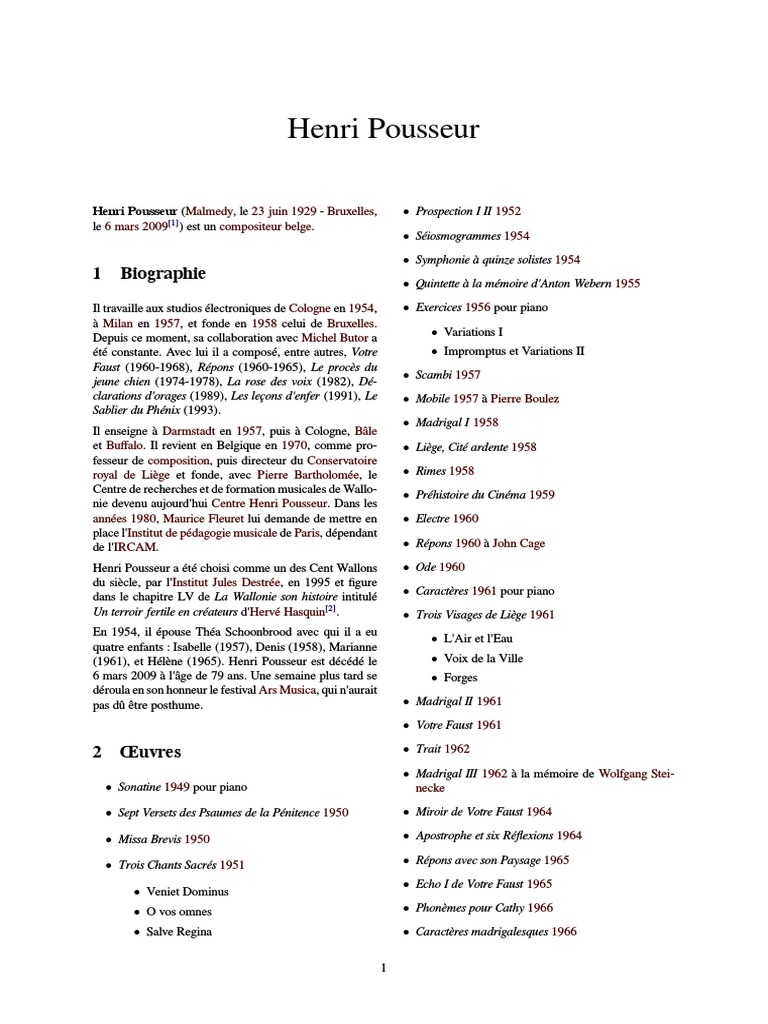 Henri Pousseur | PDF | Musique classique | Personnes