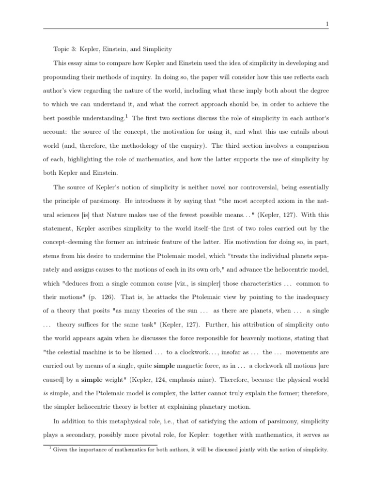 Kepler and Einstein on Simplicity | PDF