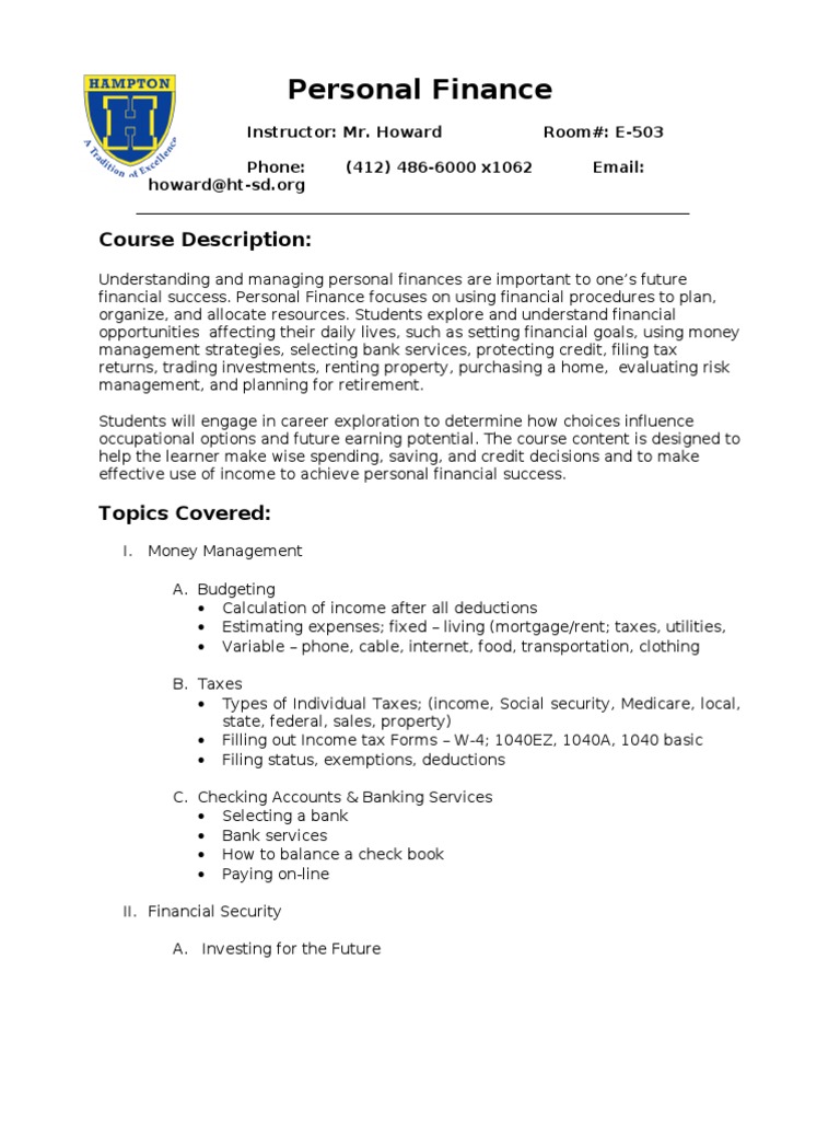 Personal Finance Course Overview | PDF | Insurance | Credit Card