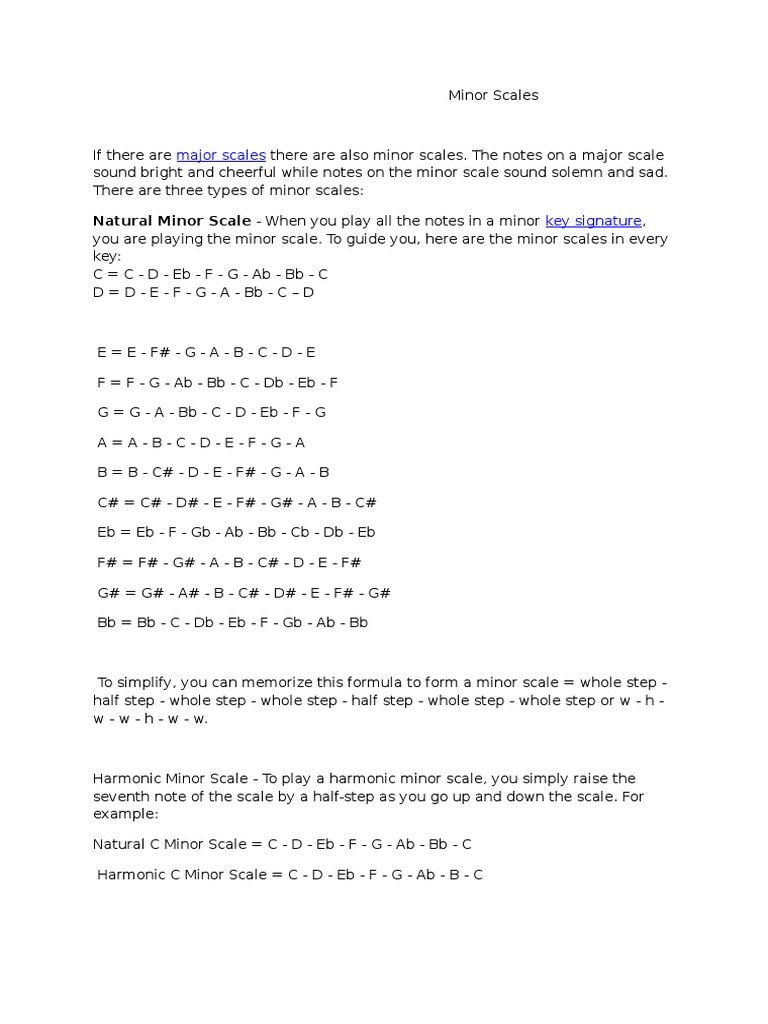 Types of Minor Scales Explained | PDF