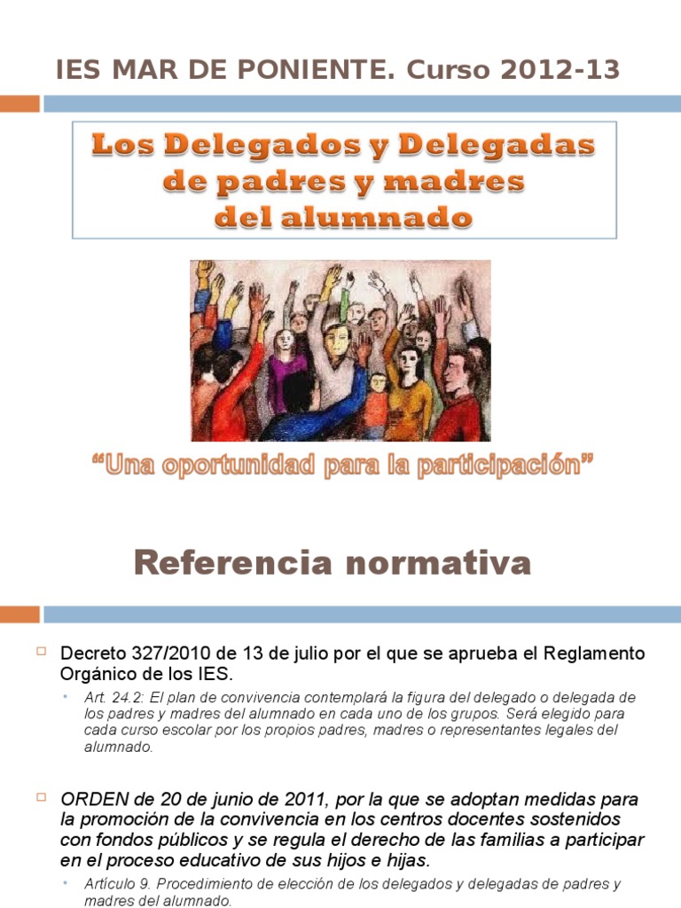 Delegados y Delegadas de Padres y Madres. Presentación | PDF | Maestros | Gobierno