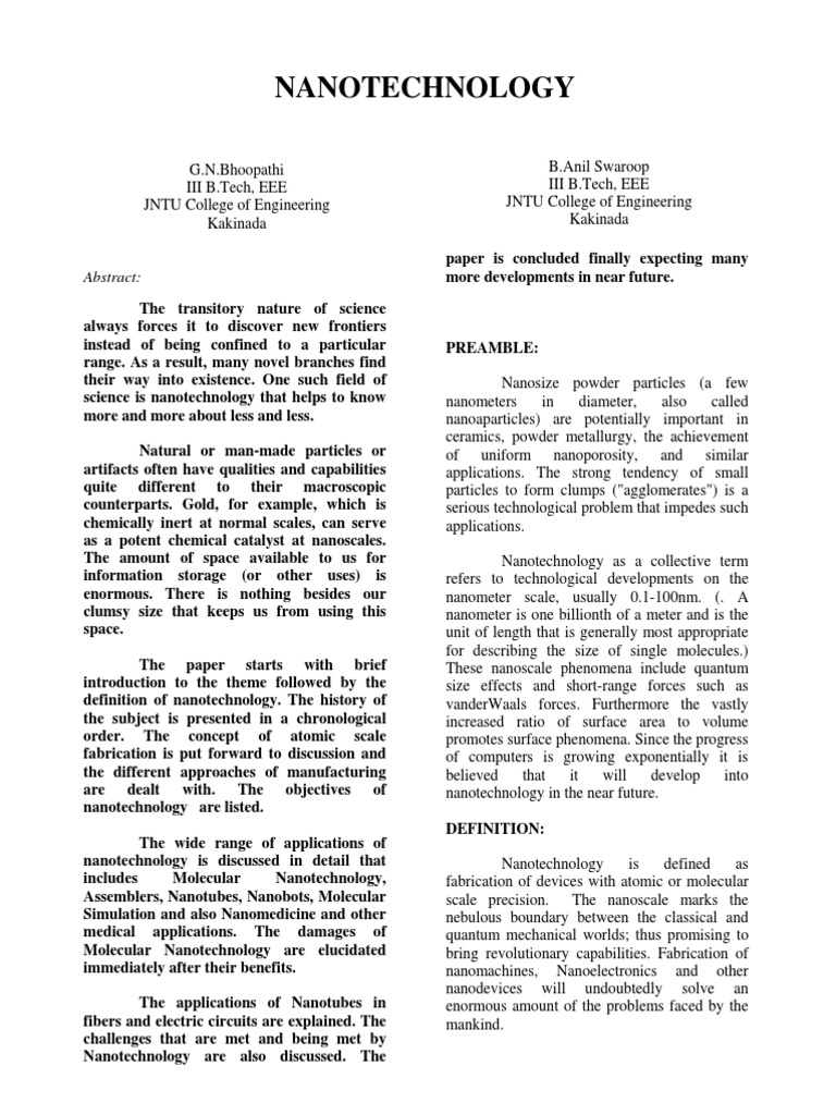 Nano Technology | PDF | Nanotechnology | Carbon Nanotube