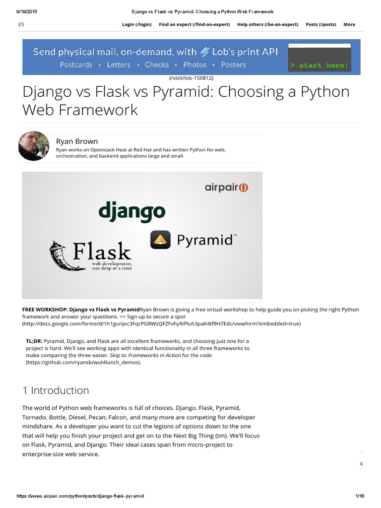 Django Vs Flask Vs Pyramid Choosing A Python Web Framework Pdf