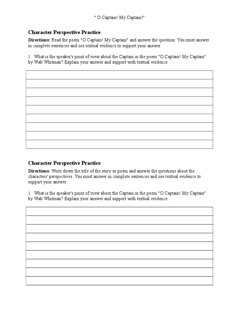 Character Perspective Practice | PDF