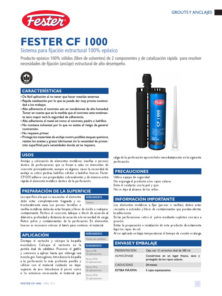 Fester CF 1000 | PDF | Adhesión | Rieles