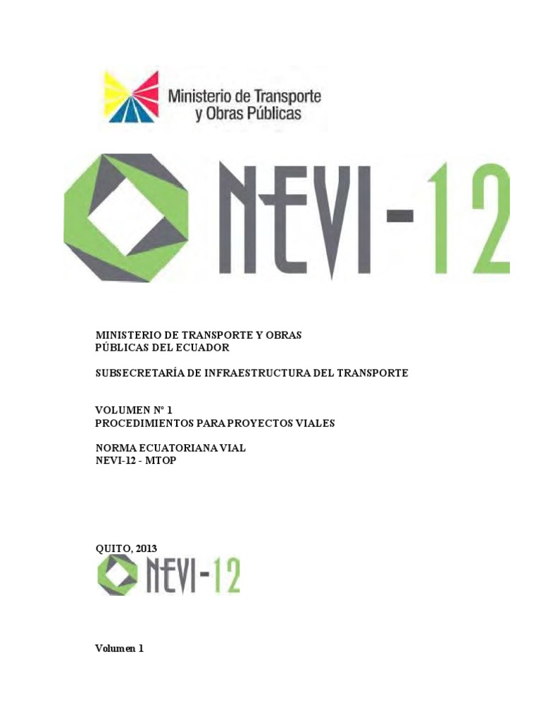 01-12-2013 Manual NEVI-12 VOLUMEN 1 | PDF | La carretera | Sustentabilidad