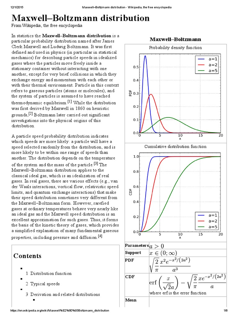 Maxwell-Boltzmann Distribution | PDF | Applied Statistics ...