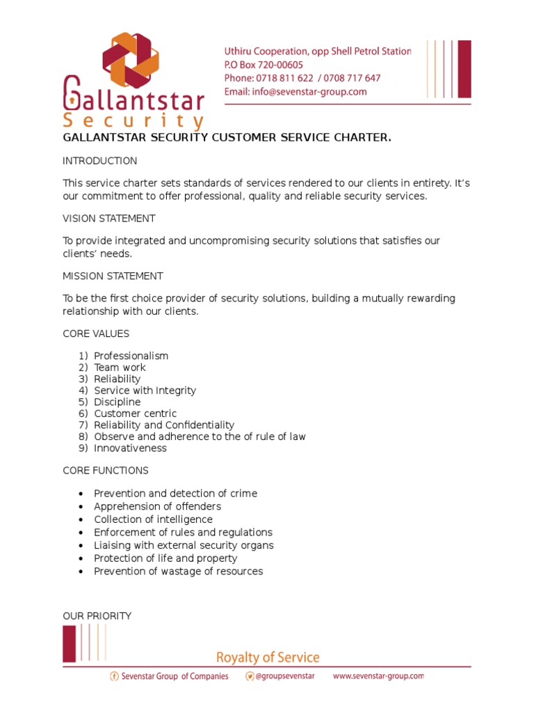 Customer Service Charter | PDF