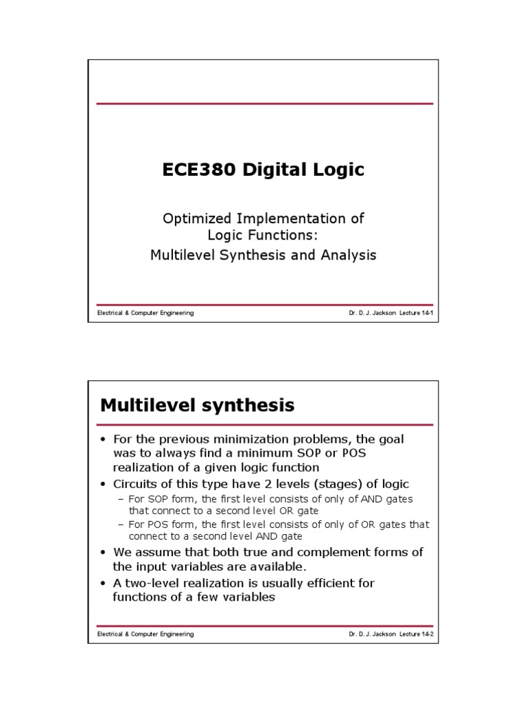 Lect14 2sintesis Multilevel Pdf Logic Synthesis Logic Gate