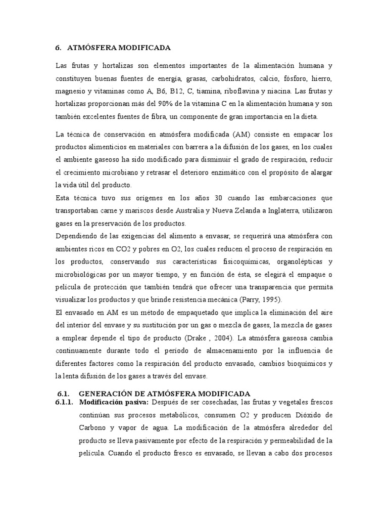 Conservación de Alimentos en AM | PDF | Polietileno | Dióxido de carbono
