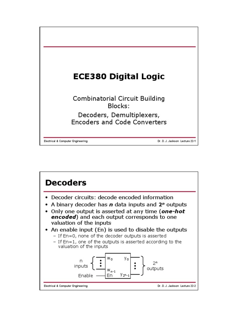 Lect22-2Combinational Decoder Demux | PDF | Binary Coded Decimal | Electronic Design