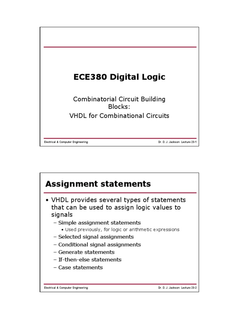 Lect23-2Combinational With VHDL | PDF | Vhdl | Areas Of Computer Science