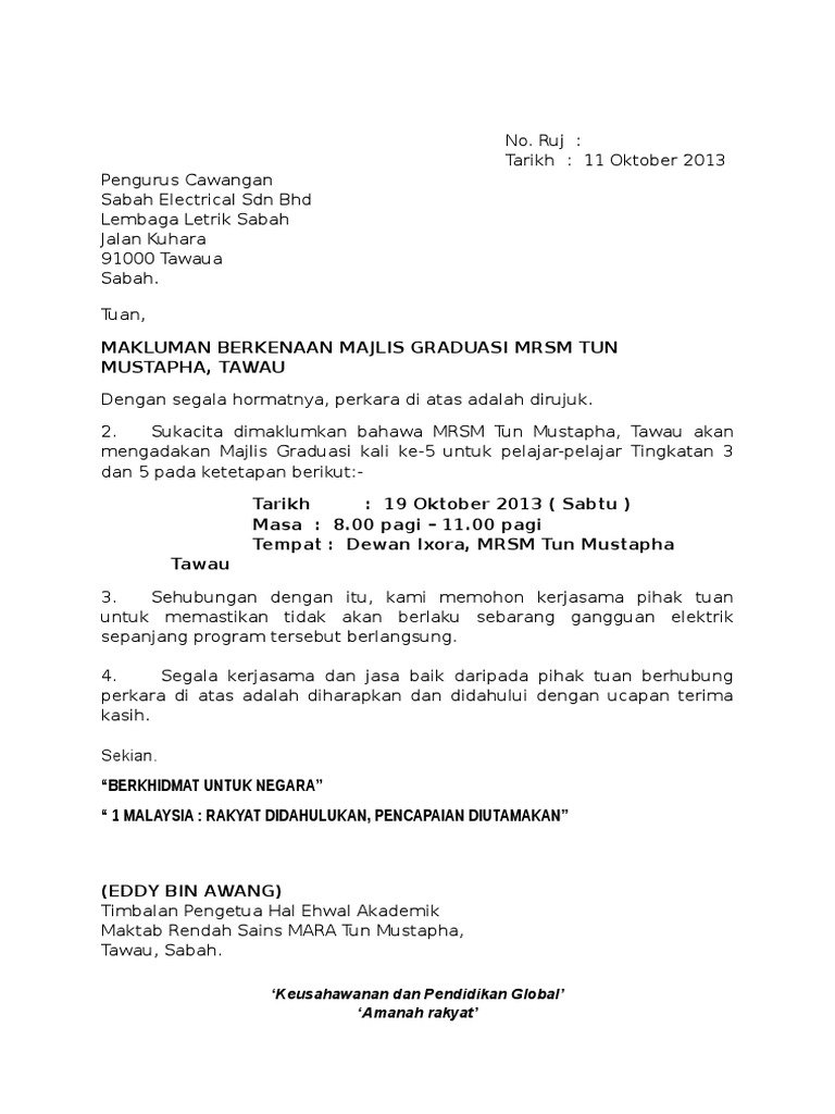 Surat Makluman SESB | PDF