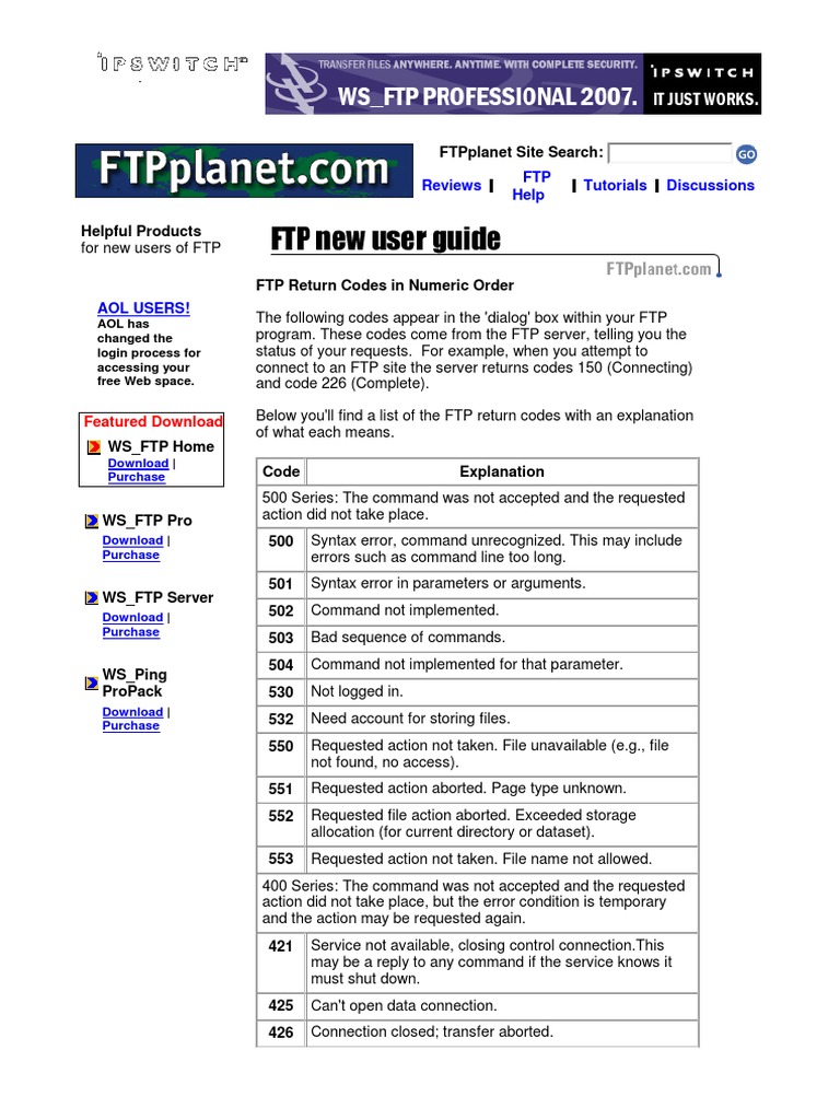 FTP Codes | PDF | File Transfer Protocol | Utility Software