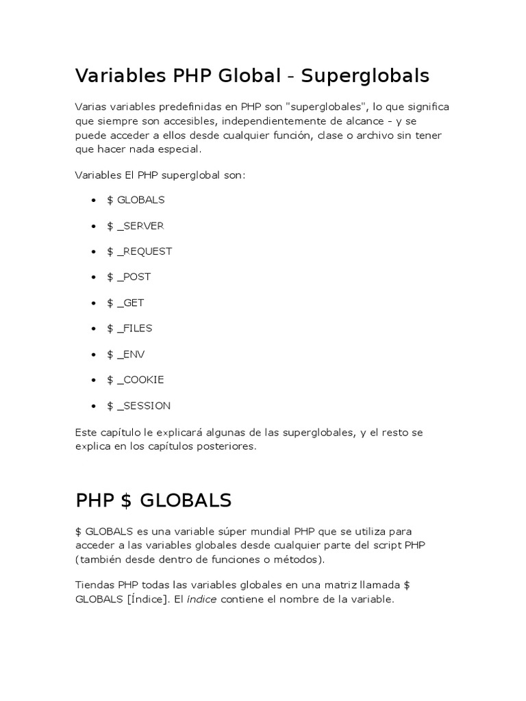 Variables PHP Global | PDF | Hipervínculo | Desarrollo web