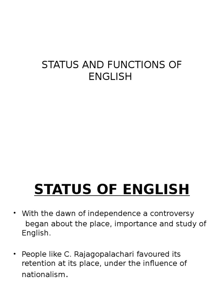Status and Functions of English | PDF | English Language | First Language