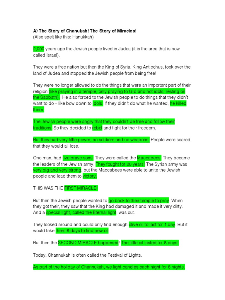 The Miraculous Story of Chanukah | PDF | Social Science | History