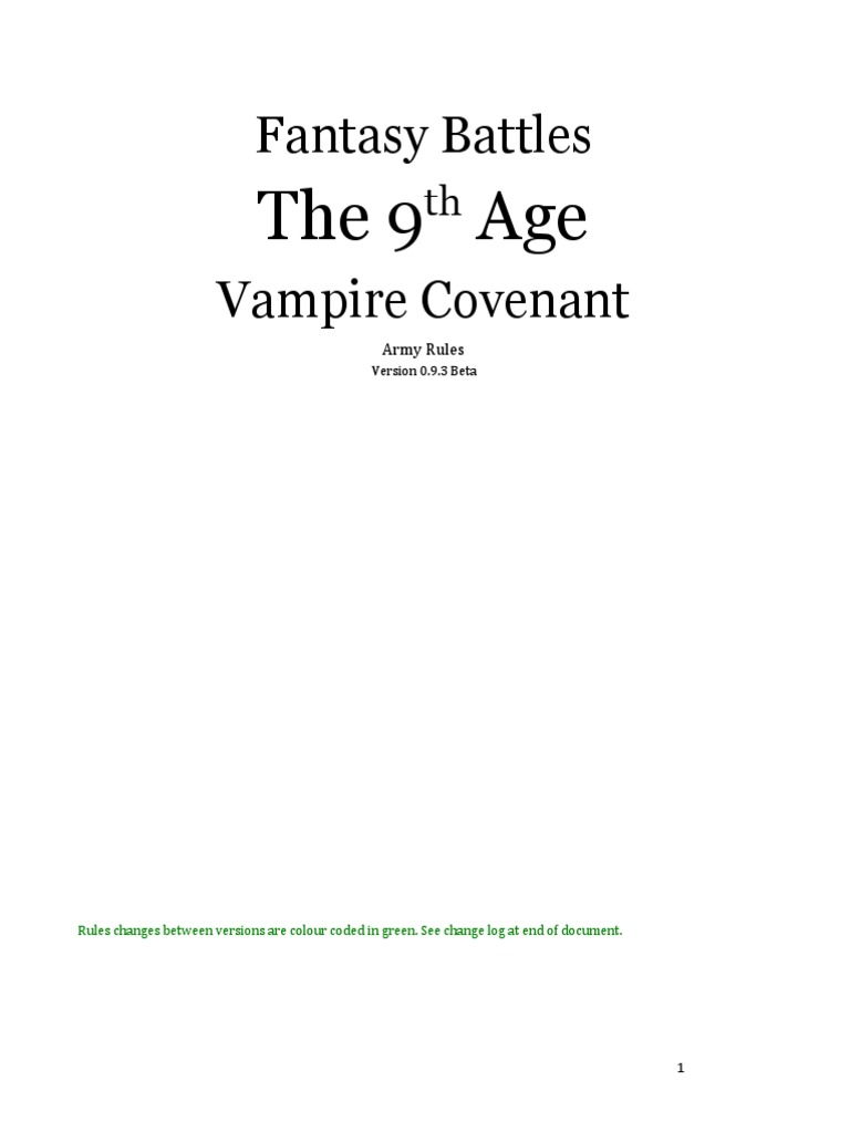 The Ninth Age Vampire Covenant 0 9 3 | PDF | Vampires | Armour