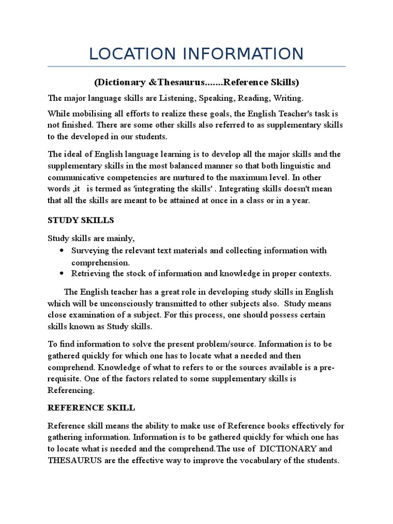 Locating Information | Download Free PDF | Dictionary | Lexicology