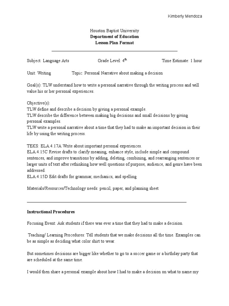 Creative Writing Lesson Plan | PDF | Lesson Plan | Narrative