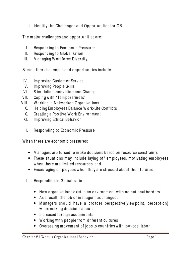 Opportunities and Challenges To OB | PDF | Diversity (Business) | Employment
