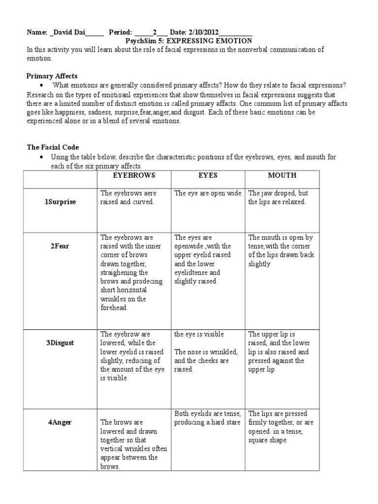 PsychSim5 Expressing Emotion | PDF | Forehead | Facial Expression
