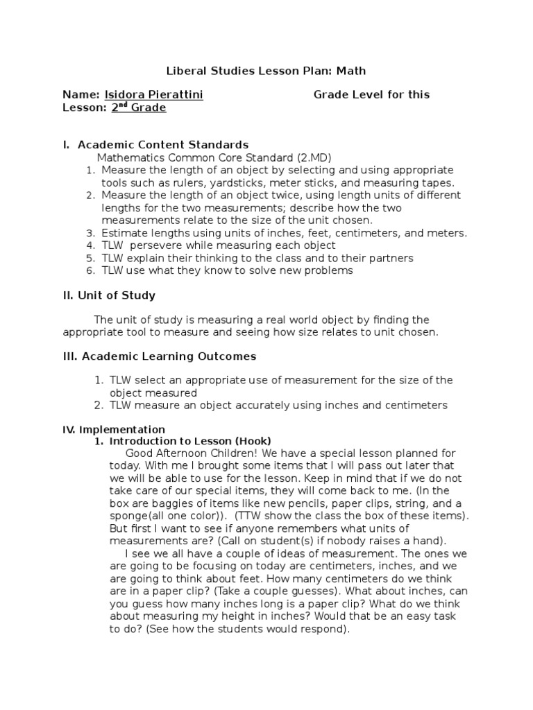 2nd Grade Math Lesson Plans