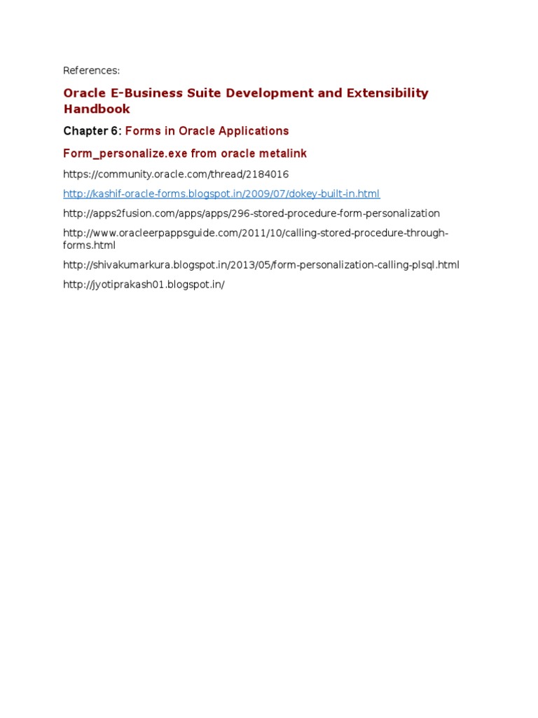 Forms Personalization Pdf Plsql Parameter Computer Programming 