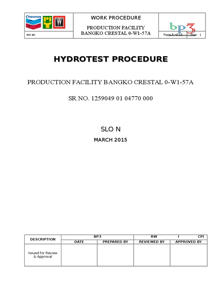 Hydro Test | PDF | Leak | Pressure Measurement