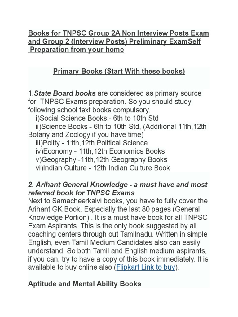 Books For TNPSC | PDF | Test (Assessment) | Test/Examination