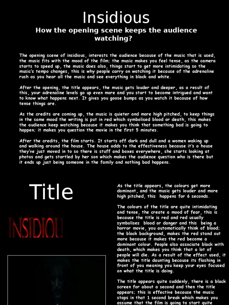 Analyzing Insidious' Opening Scene | PDF | Cinematography | Leisure