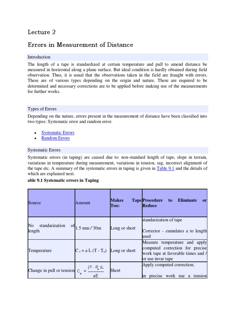 Errors in Measurement of Distance | PDF | Observational Error | Uncertainty