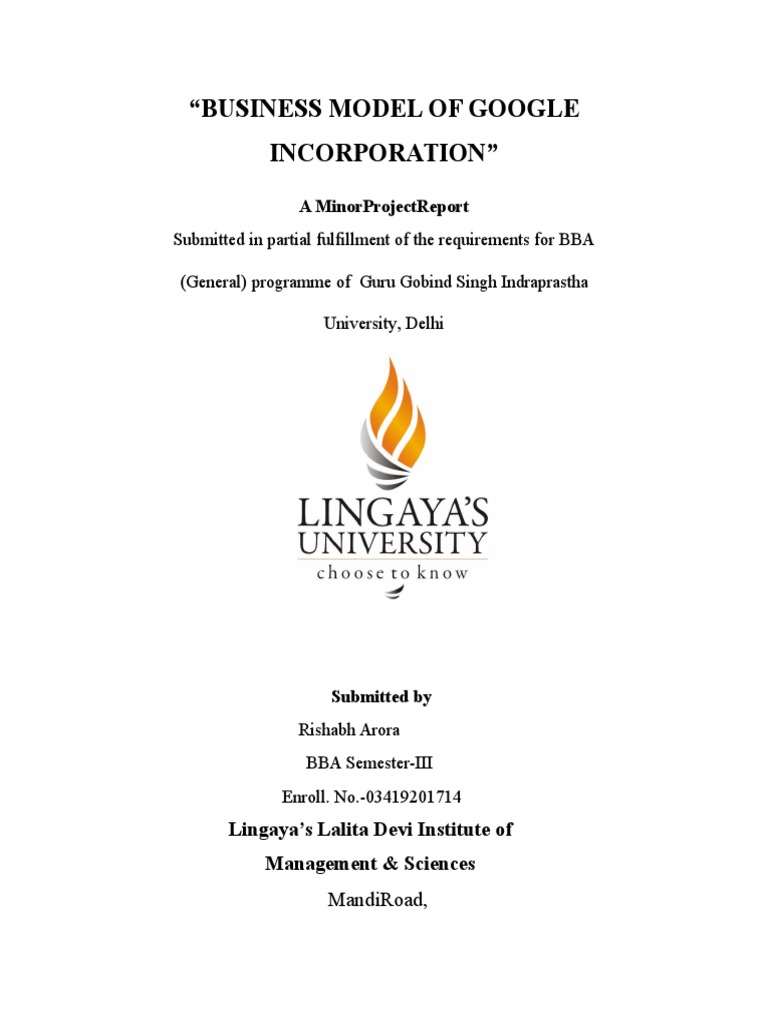 Business Model of Google Incorporation | PDF | Google | Gmail