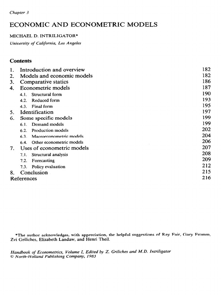 Economic and Econometric Models | PDF | Endogeneity (Econometrics) | Economic Model