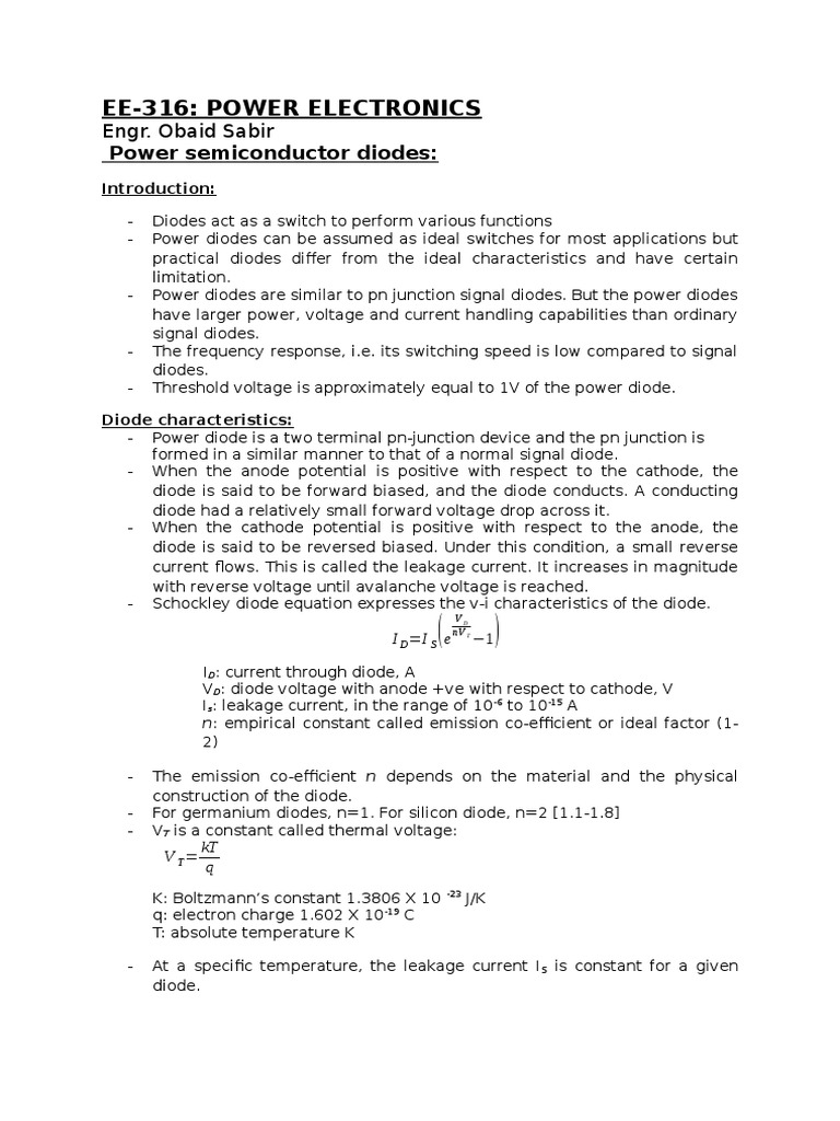 Power Diodes | PDF | Diode | P–N Junction