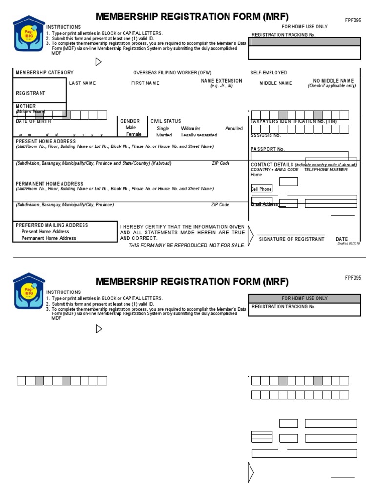 Pag-IBIG Membership Registration Form | PDF | Address (Geography) | Zip ...