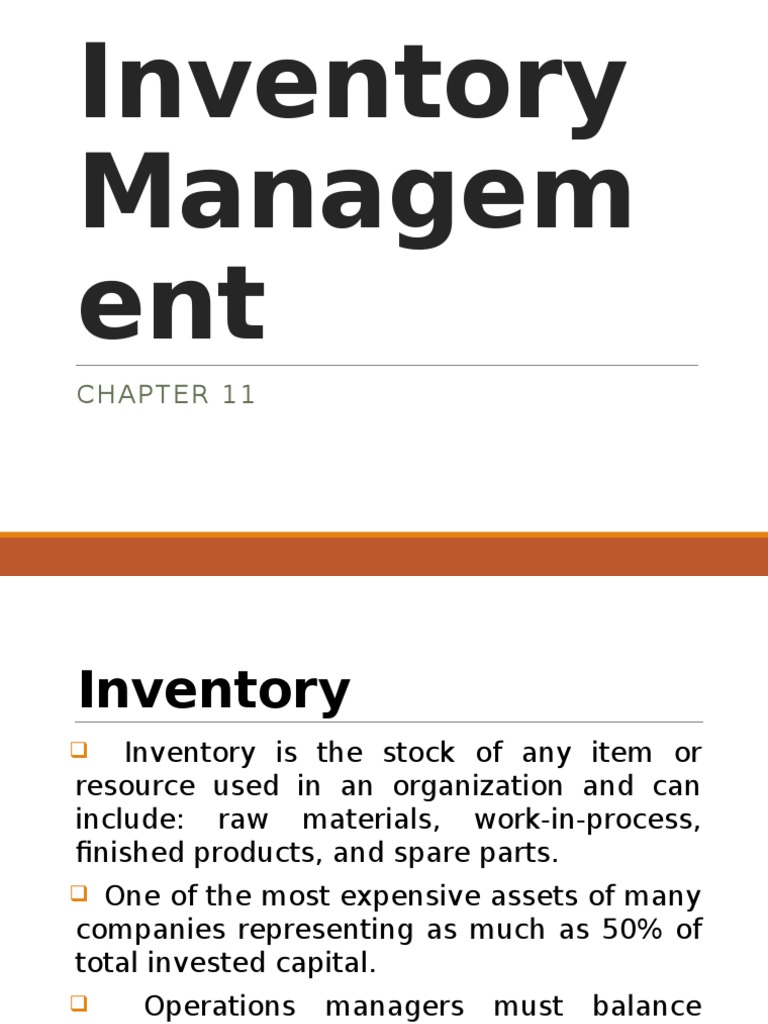 7.0 Inventory Management | PDF | Inventory | Supply Chain Management