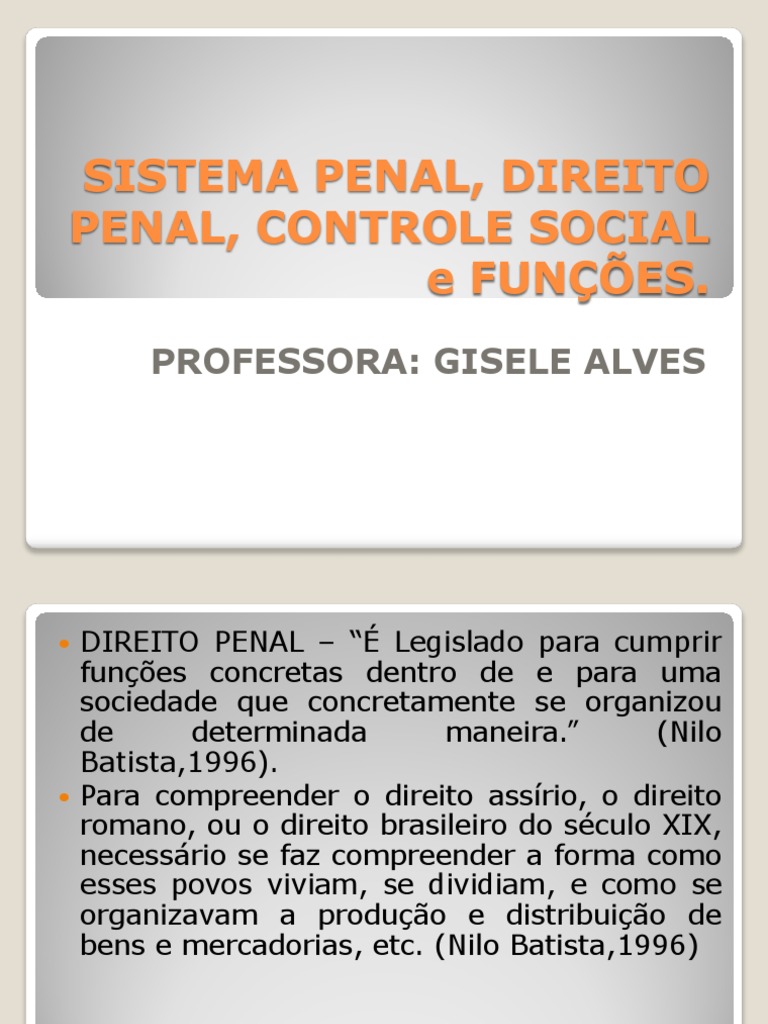 Sistema Penal, Direito Penal, Controle Social, Funções | PDF | Direito ...